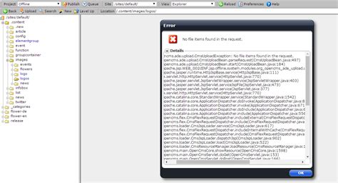 Opencms 8090952 Upload Error In All Browsers Stack Overflow