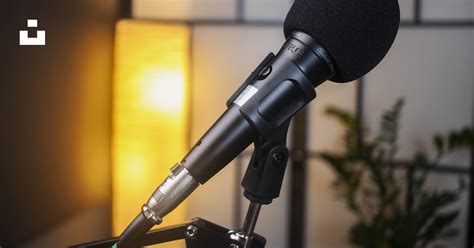 스탠드에 검은색 마이크 사진 Unsplash의 무료 마이크 이미지