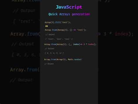 JavaScript Pro Tips Array Generation In One Minute