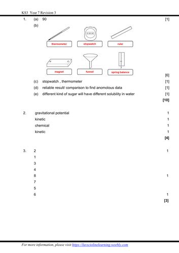 Revision 3 Exam Style Questions Ks3 Year 7 Igcse Teaching Resources