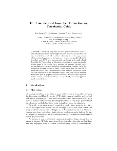 Pdf Gpu Accelerated Isosurface Extraction On Tetrahedral Grids
