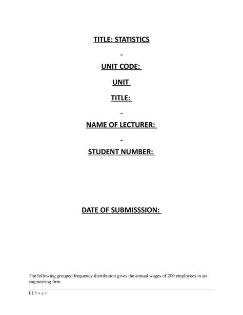Qt Assignment Title Statistics Unit Code Unit Title Name Of