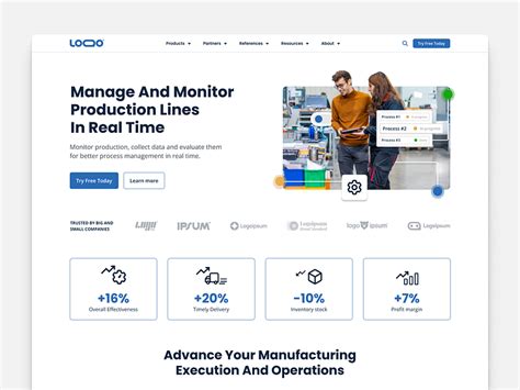 Production Line Monitoring Company Hero Section By Andrej On Dribbble