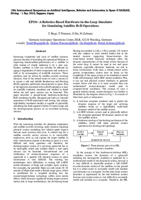 Pdf Epos−a Robotics Based Hardware In The Loop Simulator For Simulating Satellite Rvd Operations