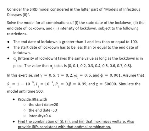 Consider The Sird Model Considered In The Latter Part