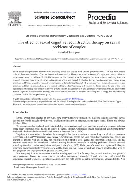 Pdf The Effect Of Sexual Cognitive Reconstruction Therapy On Sexual