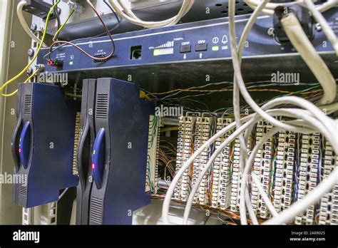 Equipment For Ip Telephony Is Installed In The Switch Box Internet Phone Patch Panel