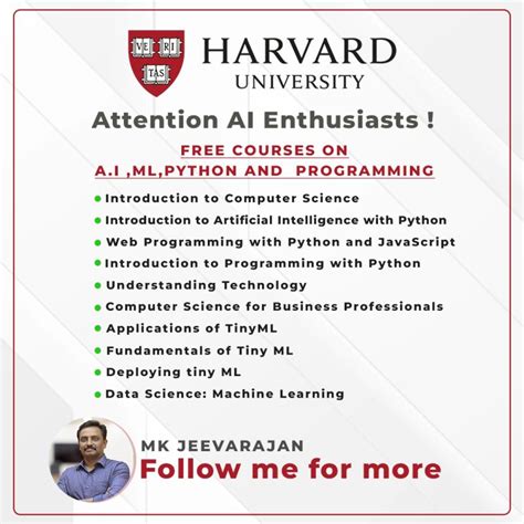Top 10 Free Courses On Ai Python And Machine Learning From Harvard University Coursya