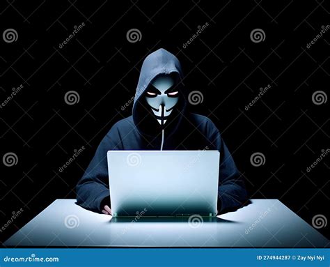 Anonymous Hacker With Laptop Concept Of Hacking Cybersecurity