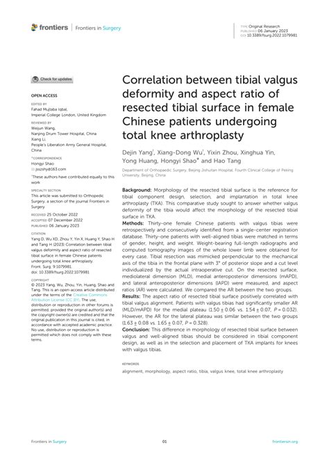 Pdf Correlation Between Tibial Valgus Deformity And Aspect Ratio Of