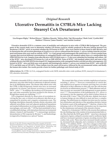 Pdf Ulcerative Dermatitis In C57bl6 Mice Lacking Stearoyl Coa Desaturase 1