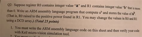 Solved Q2 Suppose Register Ro Contains Integer Value A