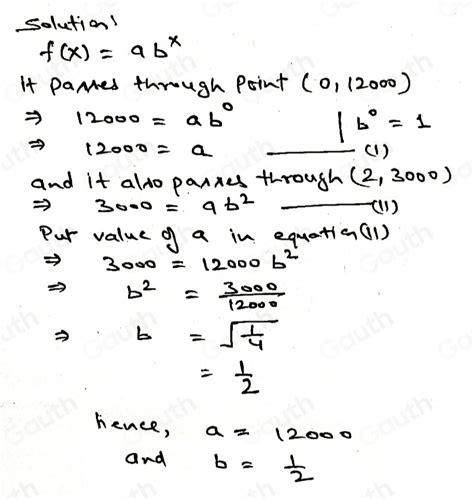 solved an exponential function f x ab x passes through the points 0