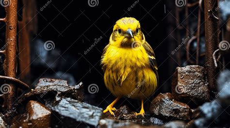 Canary In A Coal Mine Warning Of Danger Stock Illustration