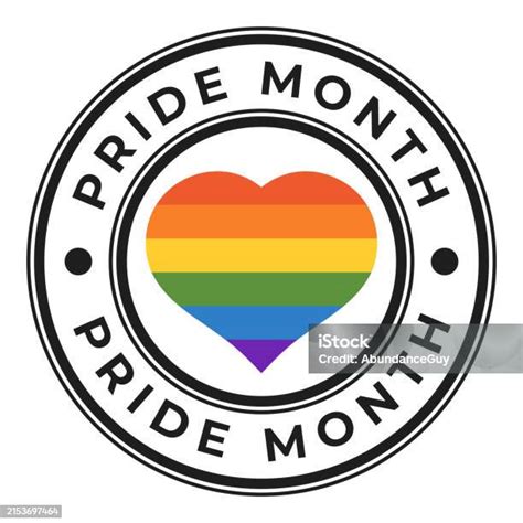 프라이드 월 고립 된 라운드 스탬프 스티커 Lgbt 플래그 하트 벡터 일러스트 레이 션으로 서명 Lgbt 프라이드의 달에 대한