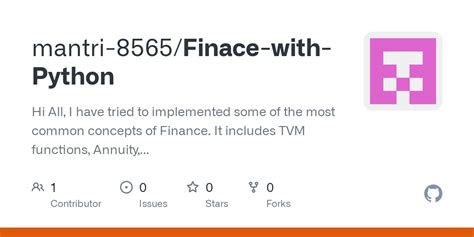 GitHub Mantri Finace With Python Hi All I Have Tried To Implemented Some Of The Most
