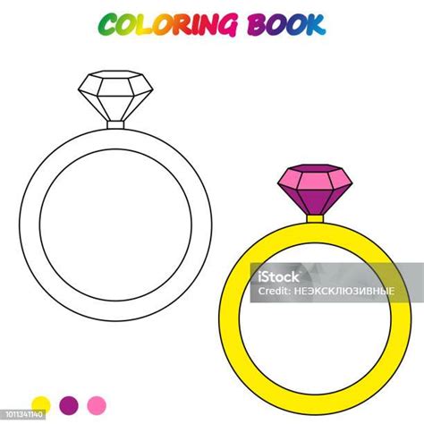 다이아몬드 반지색칠 공부입니다 유치원 아이 들을 교육 하는 페이지를 착 색 취학 전 아이 들을 위한 게임입니다 벡터 만화 일러스트 레이 션 워크시트입니다 결정체에 대한 스톡