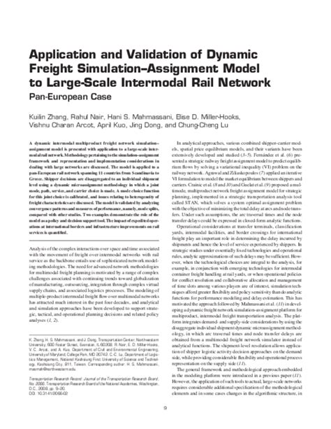 Pdf Application And Validation Of Dynamic Freight Simulation