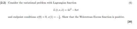 Solved 2 2 Consider The Variational Problem With