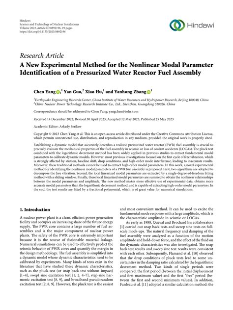 Pdf A New Experimental Method For The Nonlinear Modal Parameter