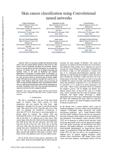 Skin Cancer Classification Using Convolutional Neural Networks Pdf Machine Learning Deep