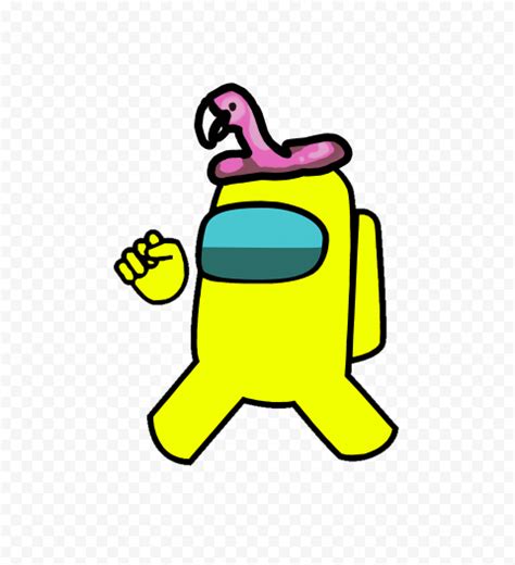 Hd Yellow Among Us Character Wear Flamingo Hat Png Citypng