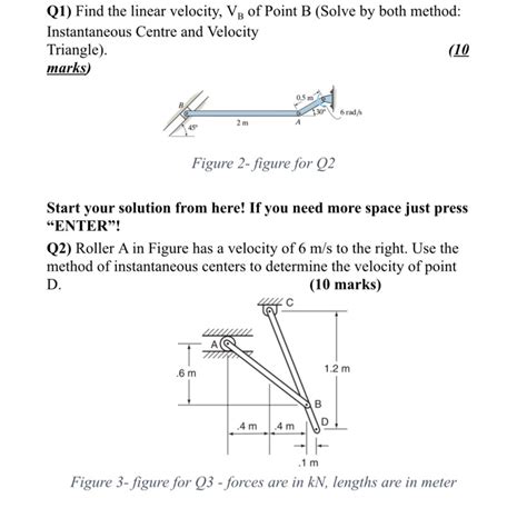 solved q1 find the linear velocity v of point b solve by