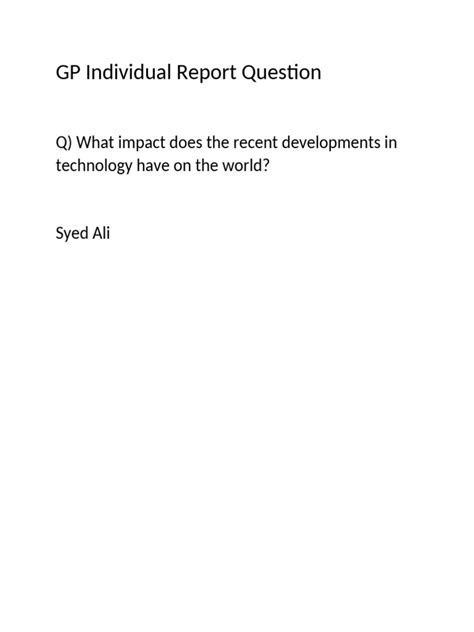 gp individual report question syed ali pdf