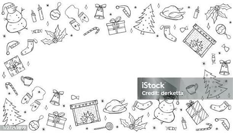 크리스마스와 새해 낙서 아이콘 세트입니다 만화 손의 벡터 그림은 크리스마스의 상징의 요소를 그립니다 0명에 대한 스톡 벡터 아트