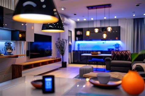 Contemporary Smart Home With Ai Devices Automated Lighting And Sleek