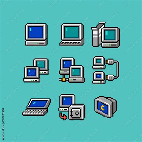 Retro Computer Interface Elements Set Old Pc Ui Icon Assets For Computer Display Network