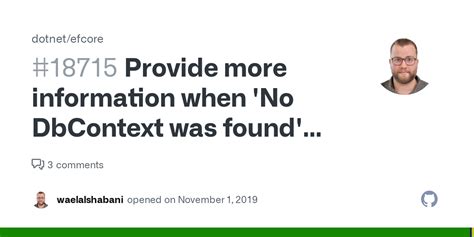 Provide More Information When No Dbcontext Was Found Error Is