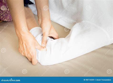 Therapist Is Giving A Thai Arm Massage Stock Image Image Of Person