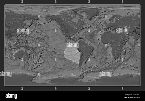 Nazca Tectonic Plate On The Bilevel Elevation Map In The Compact Miller Projection Centered