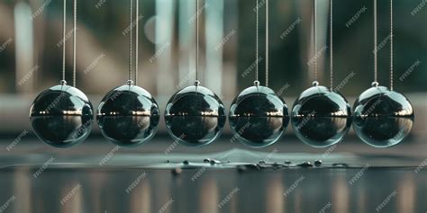 Premium Photo A Group Of Pendulum Balls Hanging From Strings Perfect