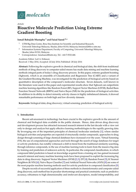 Pdf Bioactive Molecule Prediction Using Extreme Gradient Boosting