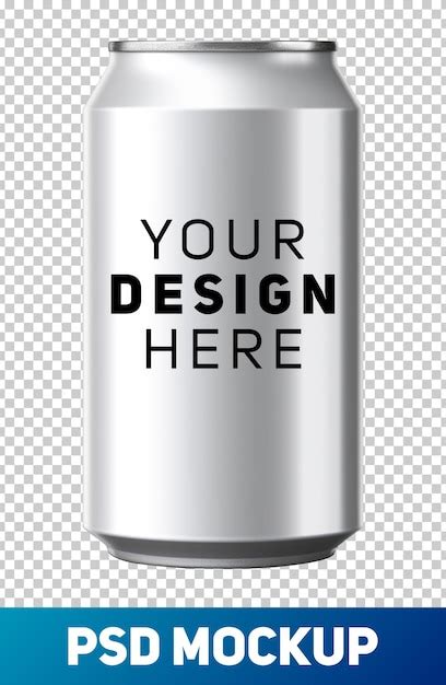 Алюминиевая банка для макета изолирована на прозрачном фоне Премиум Psd Файл