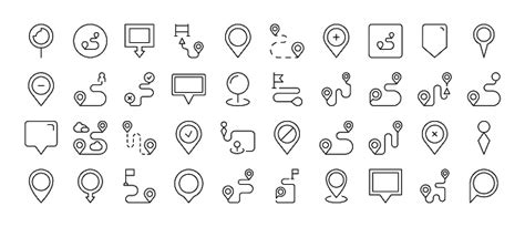Map Pin Line 아이콘 컬렉션 그래픽 및 웹 디자인 앱 광고 다양한 카드에 대한 개요 표지판 0명에 대한 스톡 벡터 아트 및 기타 이미지 Istock