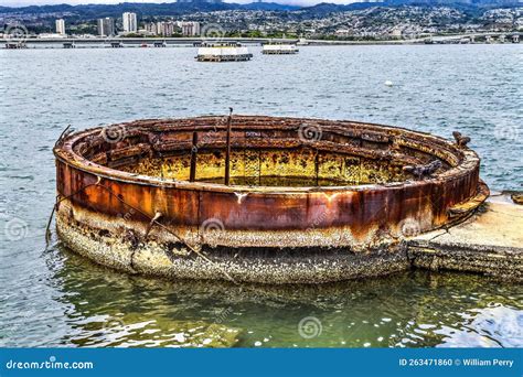 Submerged Gun Turret Uss Arizona Memorial Pearl Harbor Honolulu Hawaii