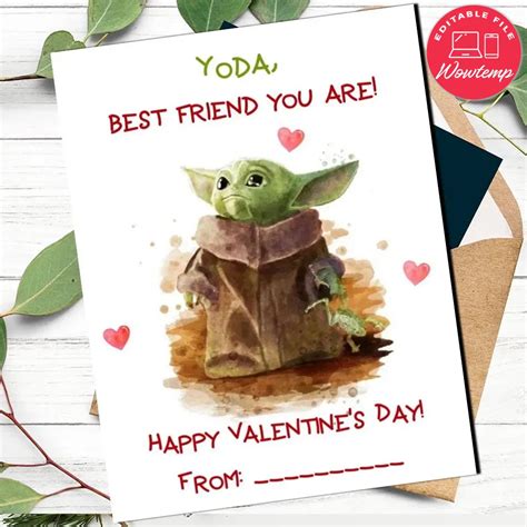 Yoda Best Friend You Are Valentines Day Card Template Wowtemp