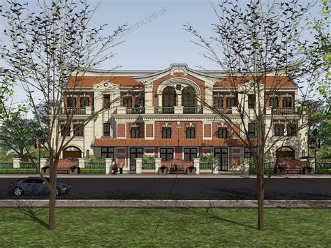 Historic Townhouse Sketchup 3d Model Skp File Download Sketchupbox