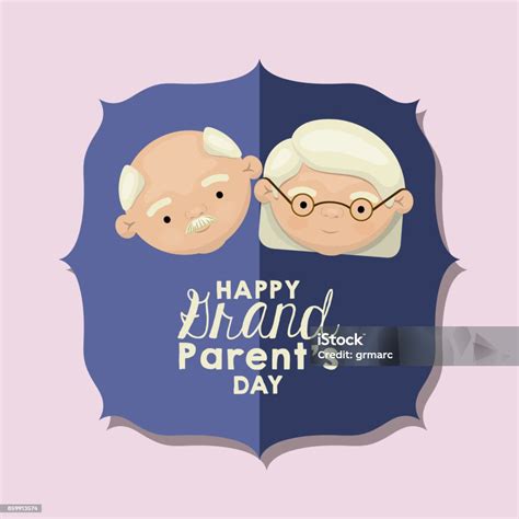 풍자 만화 얼굴 몇 행복 한 조부모의 날 그림 종이 블루 인사말 카드의 컬러 배경 공휴일에 대한 스톡 벡터 아트 및 기타 이미지 공휴일 귀여운 나이 Istock