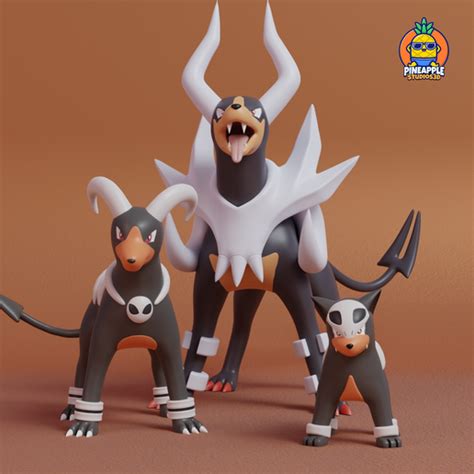 🐉 Pokemon Houndor Houndoom And Mega Houndoom・ Stl File For 3d Printing・cults