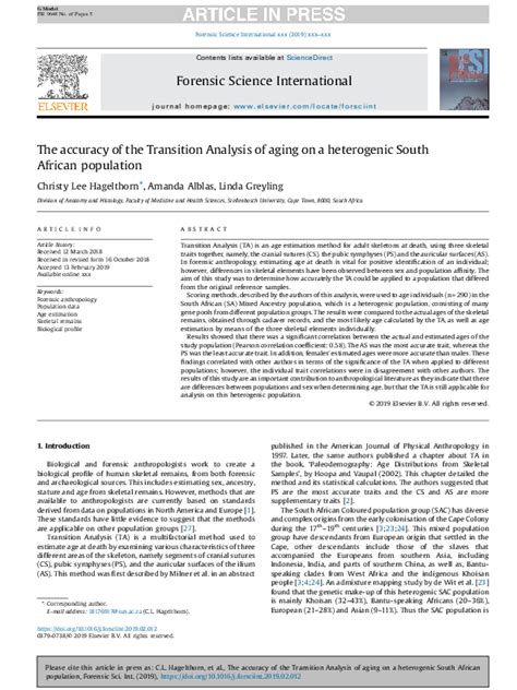 Pdf The Accuracy Of The Transition Analysis Of Aging On A Heterogenic South African Population