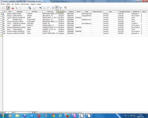 Libreoffice Base Filtro Automático O Autofiltro Aplicaciones De Libre Uso