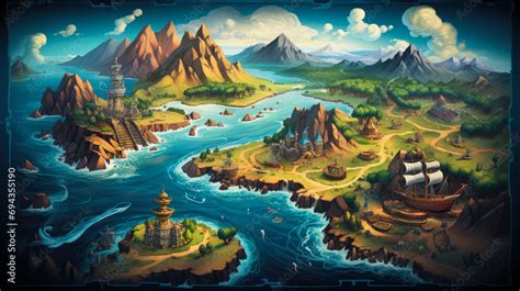 Old Pirate Map With Compass Generated With Ai Stock Illustration