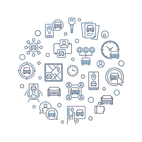 Premium Vector Car Sharing Outline Round Banner Carsharing Concept Vector Circle Shaped Line