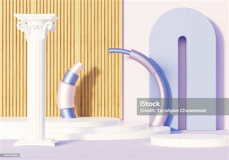 3d 렌더링 추상 디스플레이 연단 플랫폼 제품 프리젠테이션 및 광고 깔끔한 디자인의 미니멀한 장면 배경 모형을 위한 빈 받침대