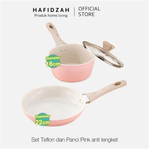 Jual Satu Set Teflon Dengan Panci Susu Tutup Kaca Berwarna Pink Korea