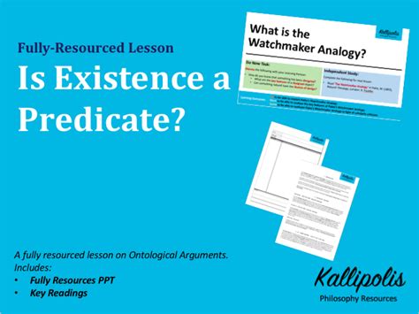 Ontological Argument Lesson Is Existence A Predicate Teaching Resources